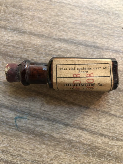 ANTIQUE BOERICKE-RUNYON GELSEMIUM Homeopathic Amber Glass Medicine ...