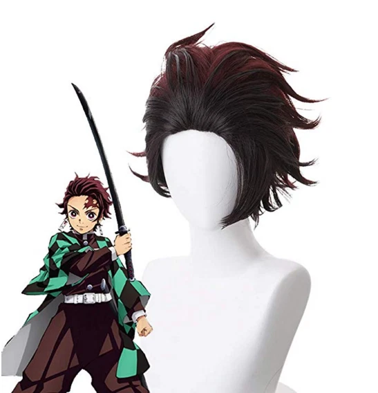 DEMON SLAYER: KIMETSU no Yaiba Tanjiro Kamado Cosplay Wig Short Curl ...