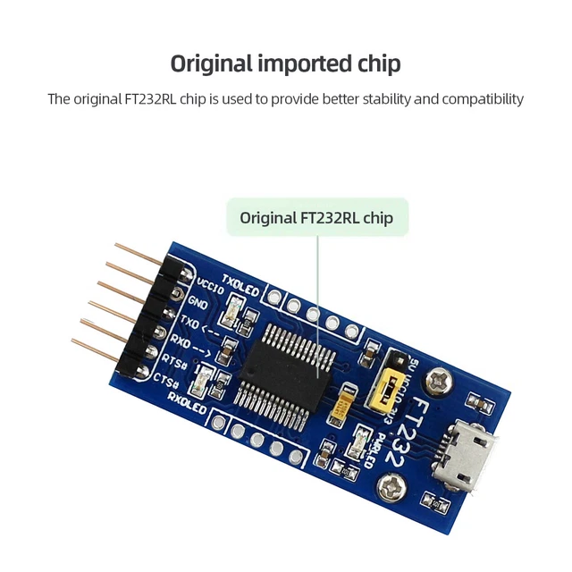 WAVESHARE FT232 MODULE TXD/RXD/POWER LED FT232RL Serial Converter ...