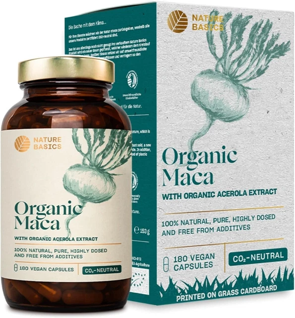 NATURE BASICS® BIO Maca Certified & Sustainable in a jar, 180 Vegan ...