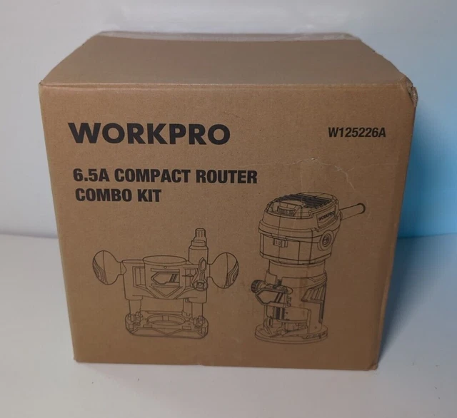 WORKPRO 6.5 AMP Compact Router Combo Fixed Plunge Base Router 6 Speeds ...