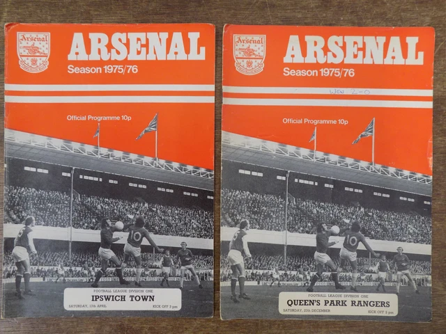 ARSENAL FOOTBALL PROGRAMMES - 1975-76 Season (X2) £0.99 - PicClick UK