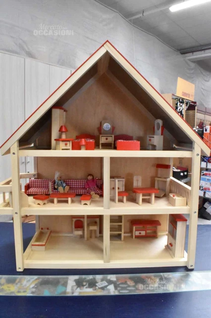 PETITE MAISON DE Poupées en Bois Avec Décor Complet 67 X 73 X 30 EUR 55,77 - PicClick FR