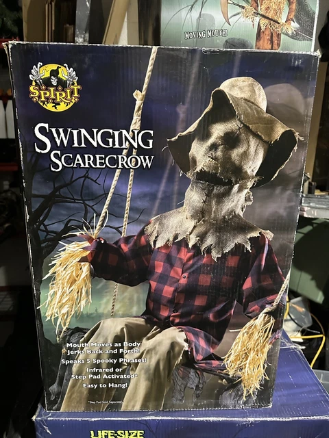 SPIRIT HALLOWEEN ANIMATED Animatronic Life Size Prop Swinging Scarecrow ...