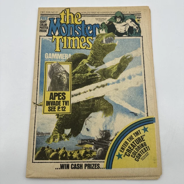 THE MONSTER TIMES Magazine Newspaper Vol. #1 Issue #37 DEC 1974 GAMMERA ...