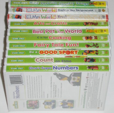 SESAME STREET DVD Lot of 10 - Country Songs ELMO's WORLD Cooking COUNT ...