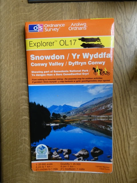 A LAMINATED TUFF Map of Snowdon Yr Wyddfa, Conwy valley £4.99 - PicClick UK