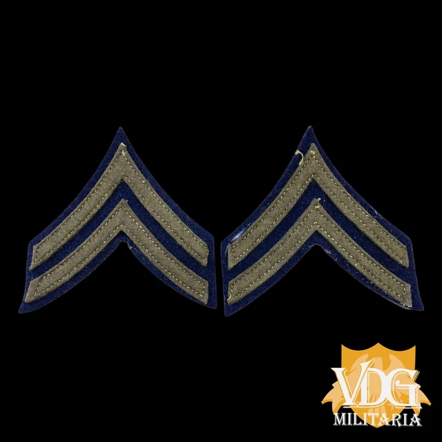 WW2 US ARMY Corporal CPL Felt Rank Insignia Chevron Pair Set Coral Sea ...