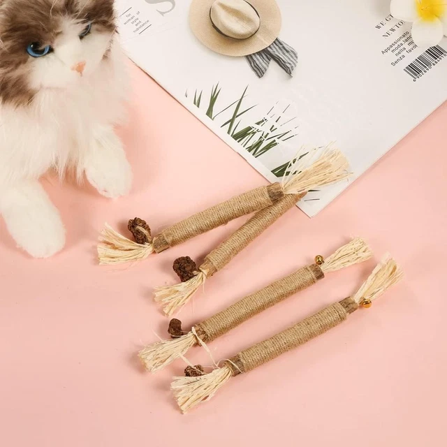 4 PACKS CATNIP Toys, Silvervine Chew Sticks Cat Teeth Cleaning Toy Or ...