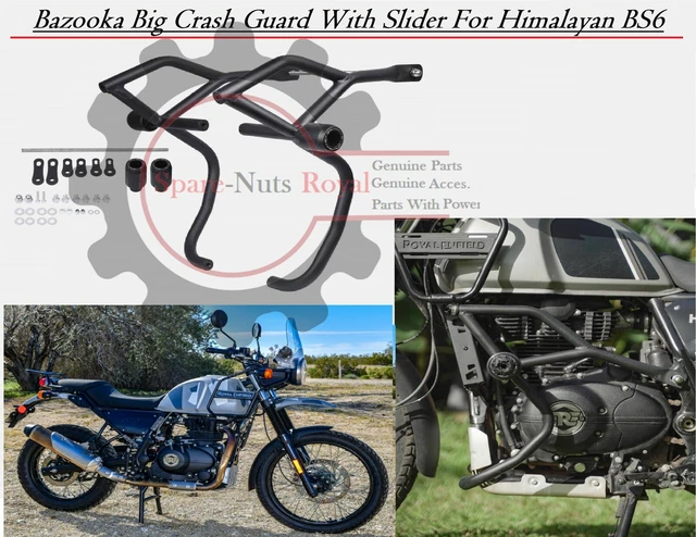 BLACK &BAZOOKA BIG Crash Guard With Slider" Fit For Royal Enfield ...