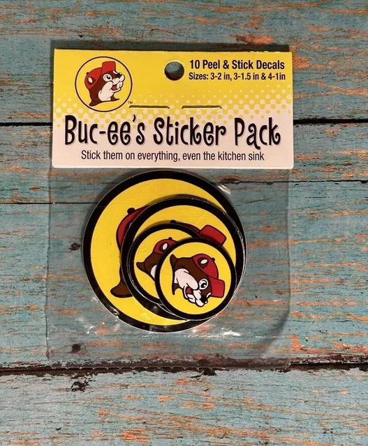 NEW BUC-EE’S LOGO Sticker Pack: 10 Peel & Stick Round Decals-Multiple ...