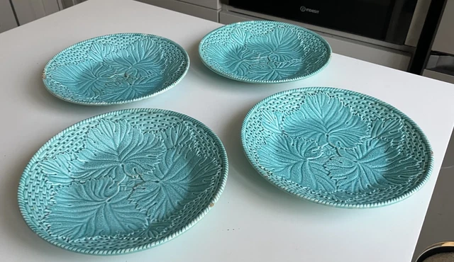 LOT DE 4 assiettes anciennes en faience de Gien XIX eme barbotine lot 1 ...