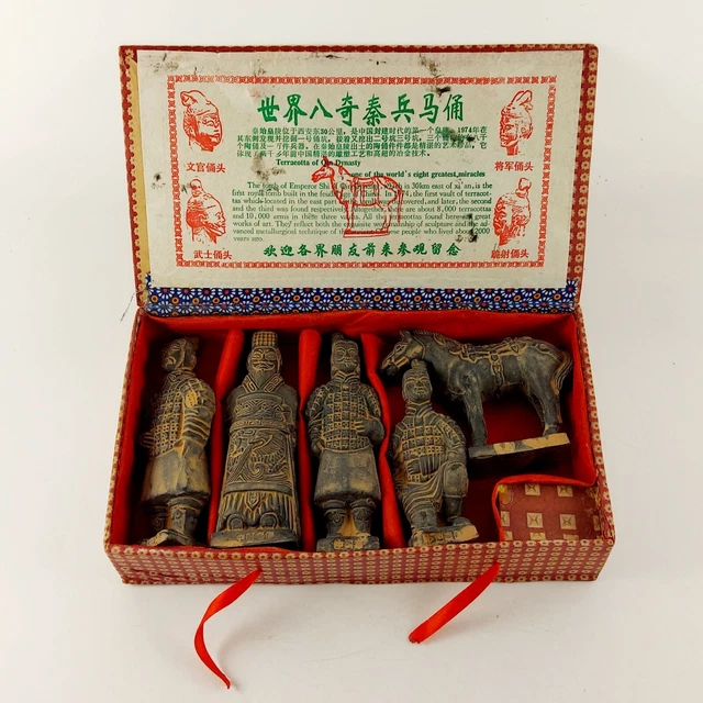 ANTIQUE CHINESE TERRACOTTA Warriors & Horse Qin Dynasty In Original Box ...