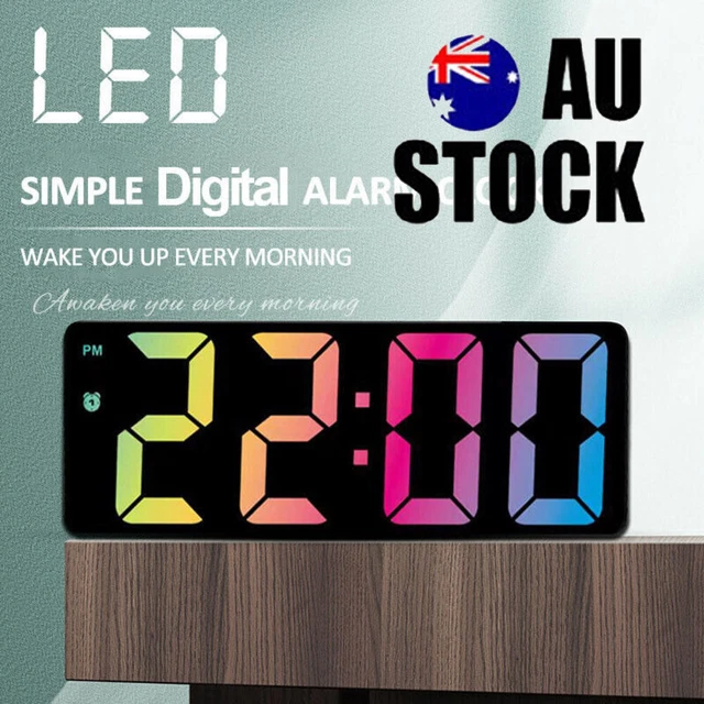 LED DIGITAL DIMMABLE Screen Clock Large Display Temperature Snooze ...