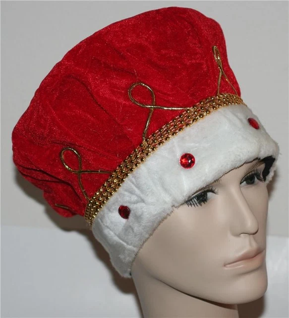 KING KINGS MONARCH Red Velvet Royal CROWN HAT Costume HEADGEAR HEADWEAR ...