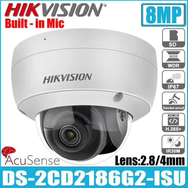 HIKVISION DS-2CD2186G2-ISU 8MP 4K DarkFighter POE IR Dome IP Camera ...