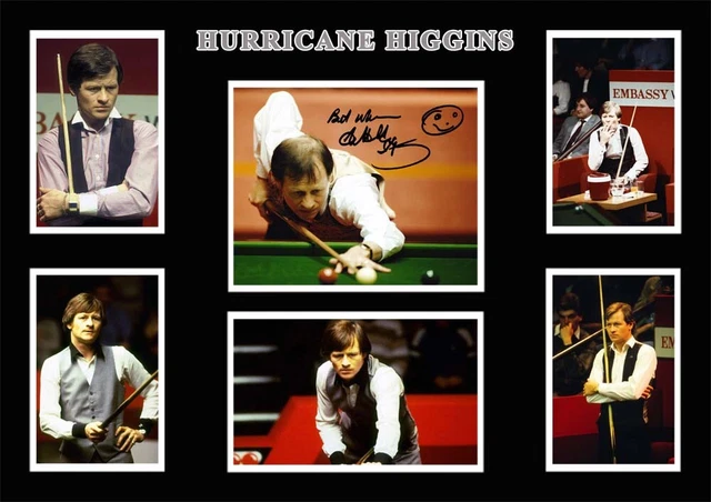 ALEX HIGGINS SIGNED A4 Autograph PHOTO Montage Signature Print SNOOKER ...