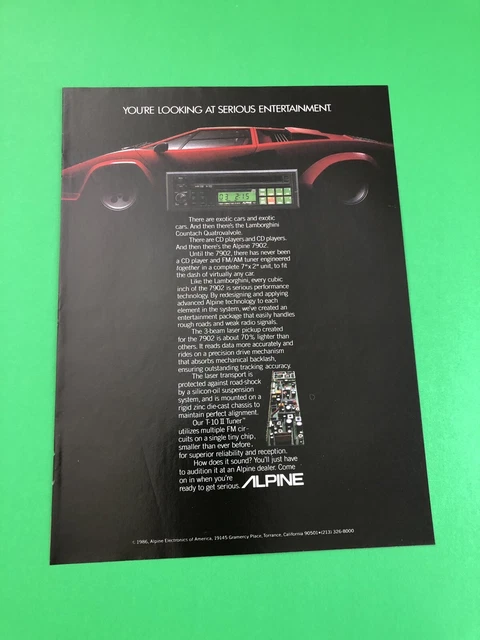 LAMBORGHINI COUNTACH ALPINE Vintage Original Print Ad Advertisement ...