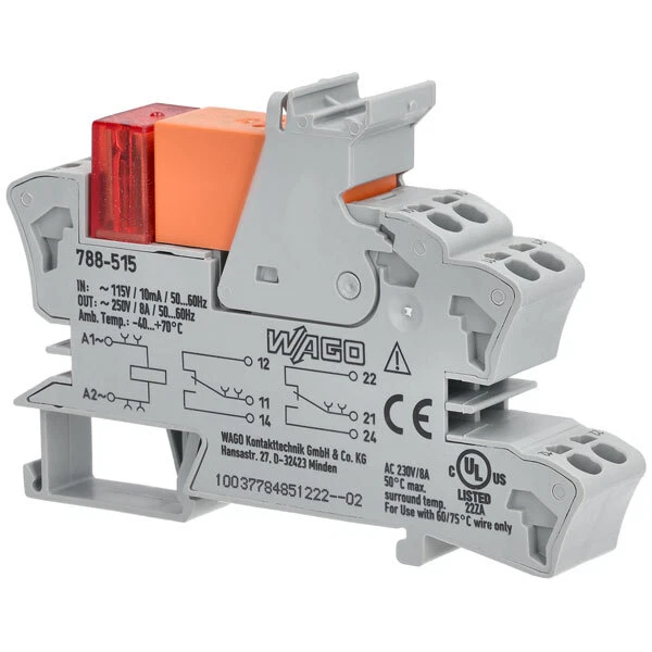 WAGO 788-515 115VAC 8A Dpdt-Co din Rail Montable Module de Relais EUR 27,54 - PicClick FR