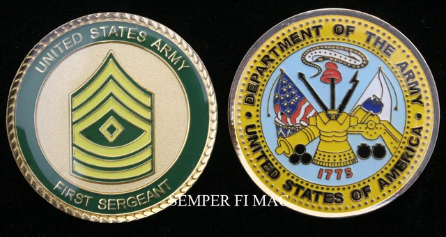 FIRST SERGEANT US Army Challenge Coin E-8 Military Rank Pin Up ...
