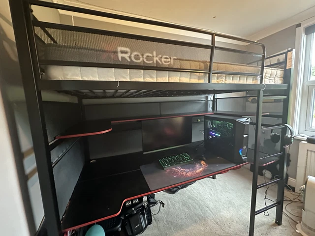 X ROCKER BATTLEBUNK gaming bed high sleeper single with desk £50.00 ...