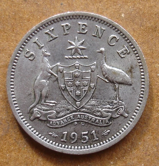 1951 AUSTRALIAN KING George VI Six Pence Coin – London Mint Mark $6.75 ...
