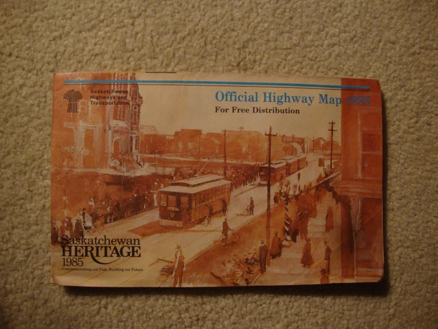 1985 SASKATCHEWAN 80TH CELEBRATION HERITAGE HIGHWAY MAP. CANADA. $5.00 ...