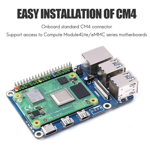 CM4 TO PI4B Expansion Board 4-Way USB3.0+RJ45 Gigabit Ethernet Port CM4 ...
