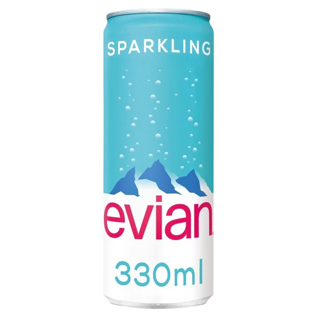 EVIAN SPARKLING NATURAL Mineral Water Can 24 x 330ml £34.99 - PicClick UK