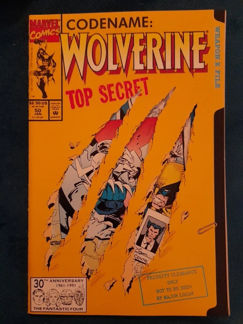 CODENAME: WOLVERINE TOP Secret #50 Jan 1992 Marvel comic Die Cut Cover ...