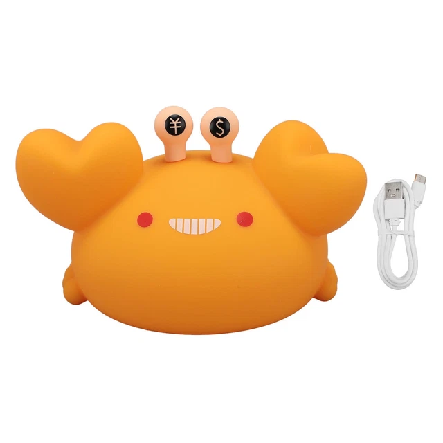 CRAB NIGHT LIGHT Warm White Lighting 3 Brightness Levels Soft Silicone ...