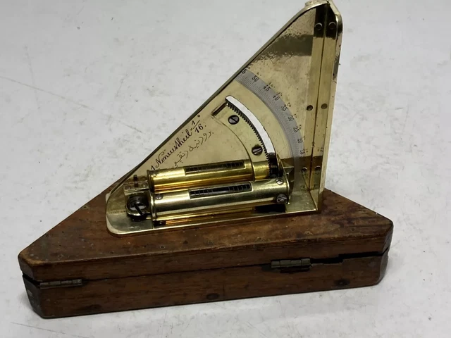 ANTIQUE BRASS CLINOMETER Inclinometer & Case. Brass Vintage Precision ...