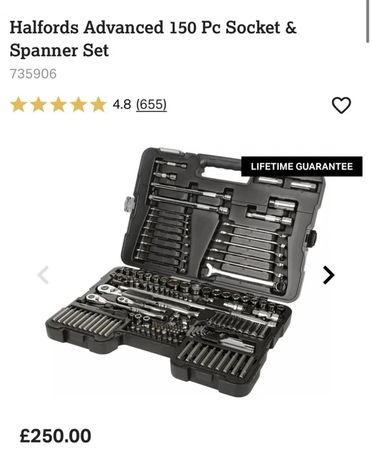 HALFORDS ADVANCED 150 Pc Socket & Spanner Set Workshop Tool Kit - Brand ...