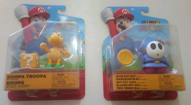 NINTENDO SUPER MARIO Blue Shy Guy Koopa Troopa Figures 10cm Block Coin ...