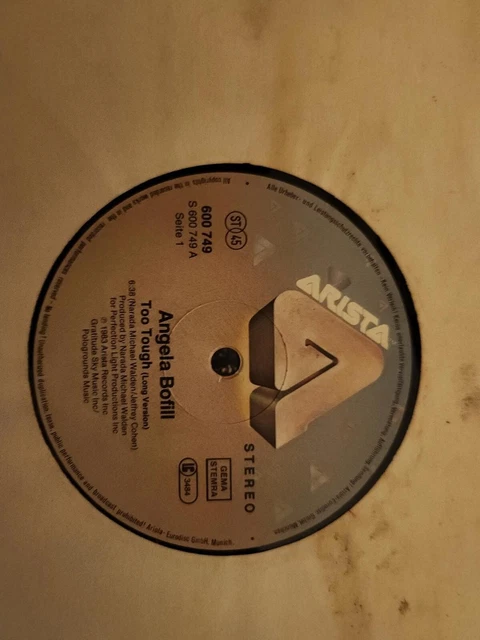 ANGELA BOFILL TOO tough LONG VERSION VERY RARE 12" GERMAN MAXI SINGLE ...