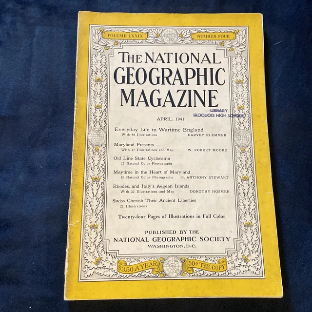 VINTAGE NATIONAL GEOGRAPHIC Magazine WWII War Era Issue, April 1941 £8. ...