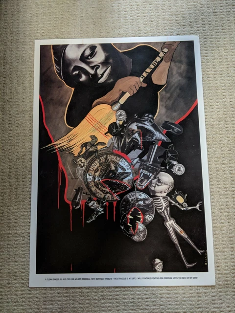 NELSON MANDELA'S 70TH Birthday tribute "A Clean Sweep" Sue Coe poster £ ...