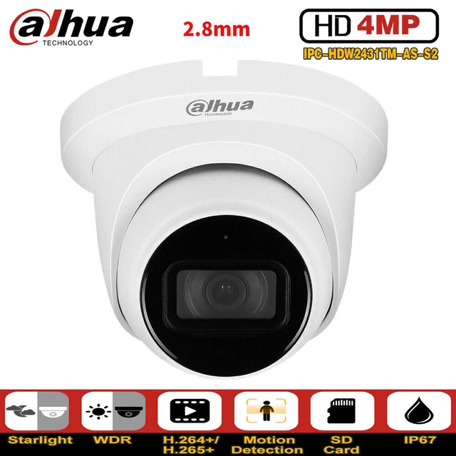 DAHUA IPC-HDW2431TM-AS-S2 4MP Starlight POE IP Eyebal Camera In Mic DVR 2.8mm $109.99 - PicClick CA
