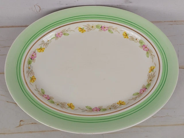 VINTAGE ART DECO Tams Ware "Marie" Large Floral Oval Serving Plate ...