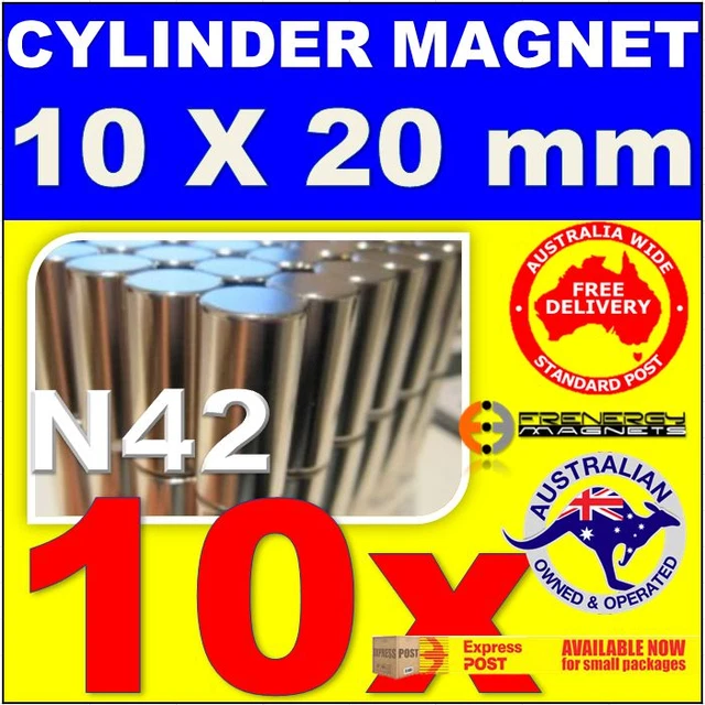10X ROD 10MM x 20mm N42 Neodymium Cylinder Magnet | Rare Earth Craft ...