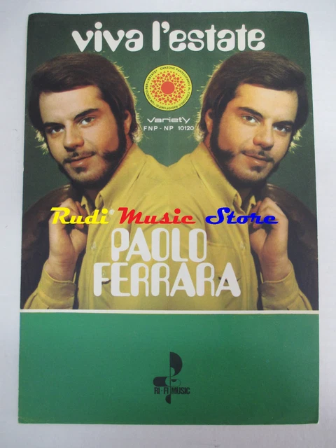 PAOLO FERRARA VIVA l'estate 1969 RARO SPARTITO SINGOLO italy RI-FI cd ...