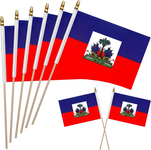 12 PACK 8×12 Inch Haiti Flags Haitian Flags on Stick Mini Handheld Flag ...