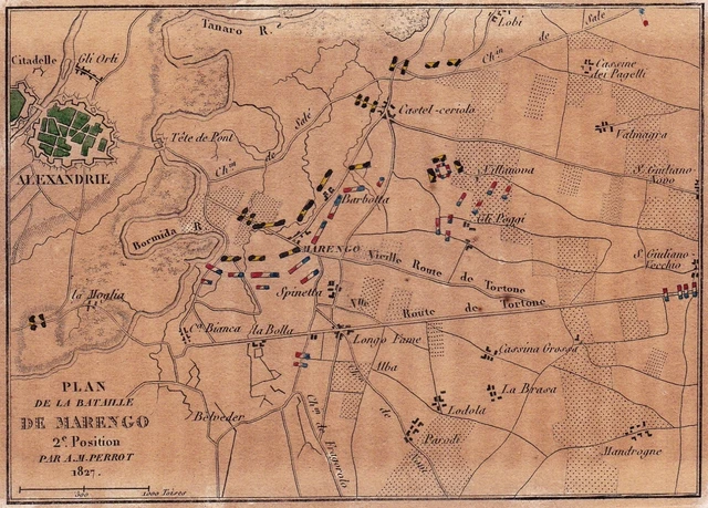 19TH ENGRAVING CARD Battle of Marengo Napoleon Bonaparte Campaign Italy ...
