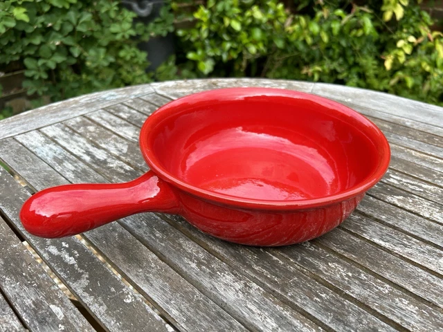 VINTAGE ITALIAN VULCANIA bright red glazed terracotta ceramic pan ...