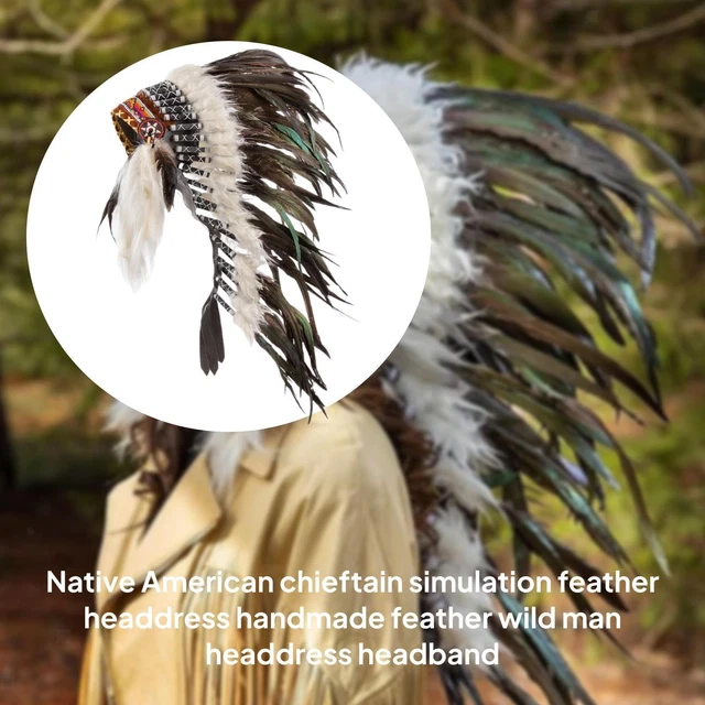 INDIAN FEATHER HEADDRESS Hat Headwear for Performance Dance Dressing up ...