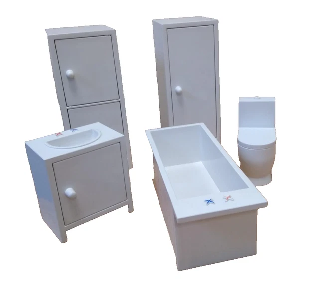 VINTAGE IKEA Doll House 1990s Furniture White Bathroom Set 5 Pcs ...