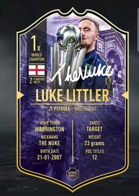 LUKE LITTLER WORLD Champion 2025 SIGNED Ultimate Darts Card, Proof of ...