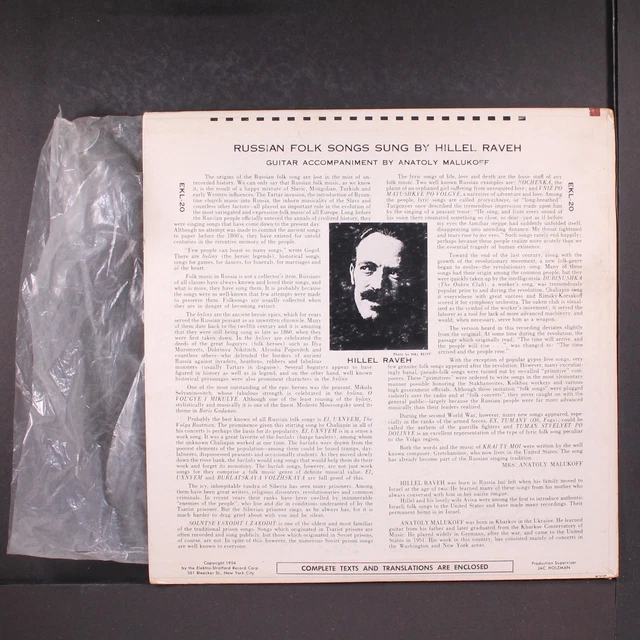 HILLEL RAVEH: RUSSIAN folk songs ELEKTRA 10" LP 33 RPM £7.45 - PicClick UK