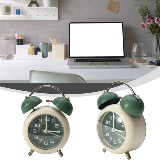 VINTAGE STYLE METAL Alarm Clock Loud Ringing Night Light Function Brown ...