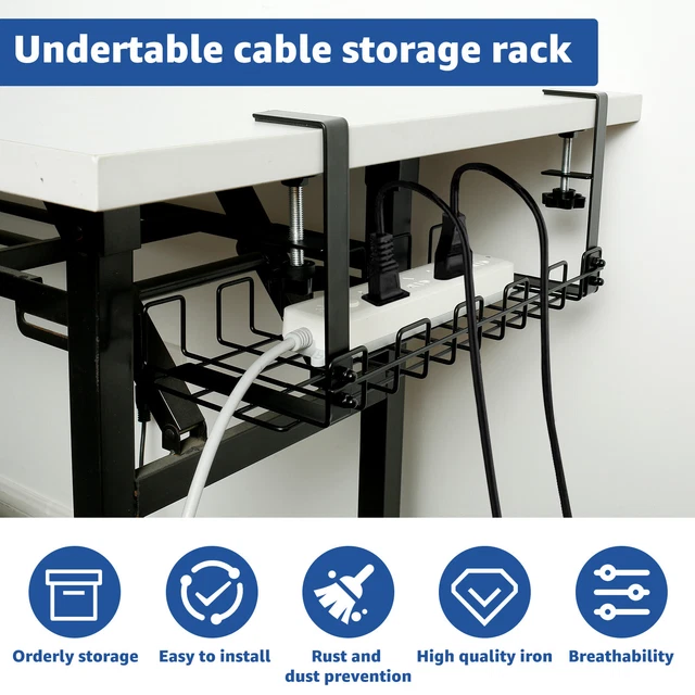 UNDER DESK CABLE Management Tray Removable Under Desk Cable Racks No ...